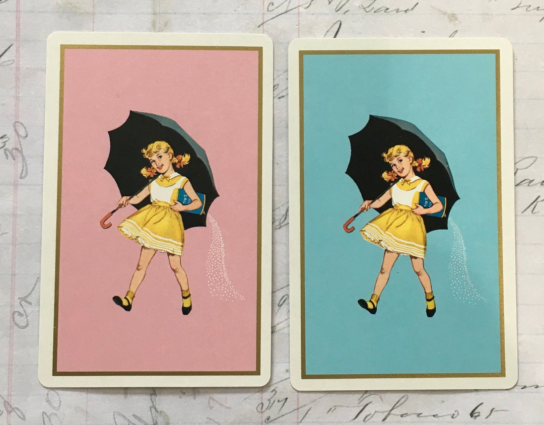 Morton Salt Cards / 2 Vintage Little Girl Playing Cards Morton Salt Ad ...