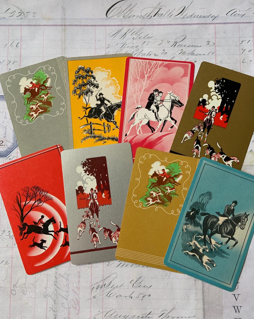 Horse Cards / 8 Vintage English Riding Horse Playing Cards -- Great for ...