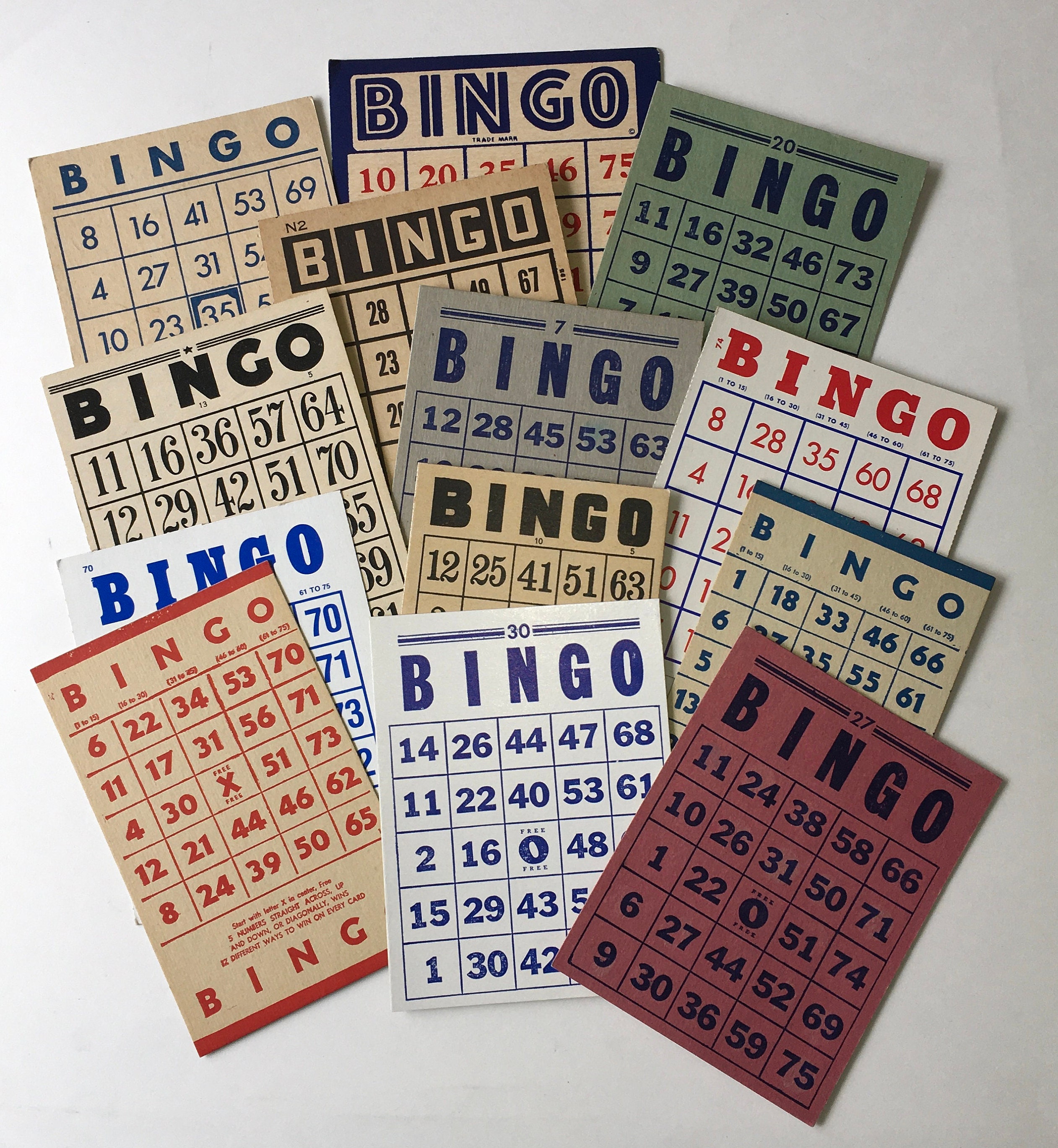 Kits & How To Set of 6 Vintage Bingo Lotto Cards Blue Scrapbook DIY ...