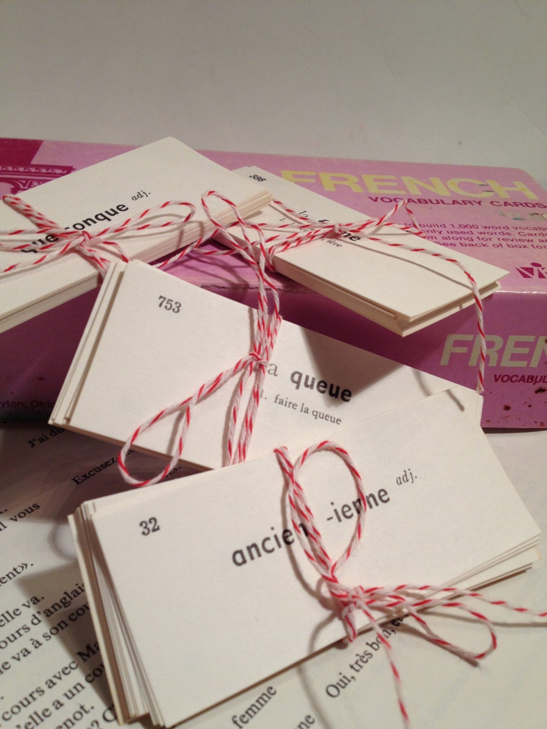 FRENCH Vocabulary Cards / 30 Vintage French Flashcards for - Etsy