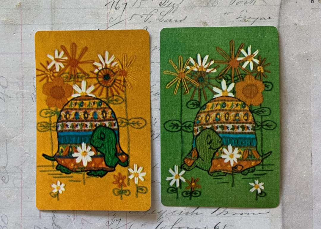 Tortoise Cards / 2 Vintage Cute Mod Turtle Tortoise Cards -- Great for ...