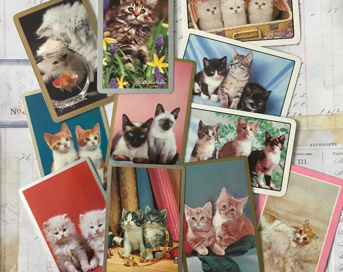 Cat Cards / 12 Vintage Swap Cards Cats Kittens Great for Collage ...