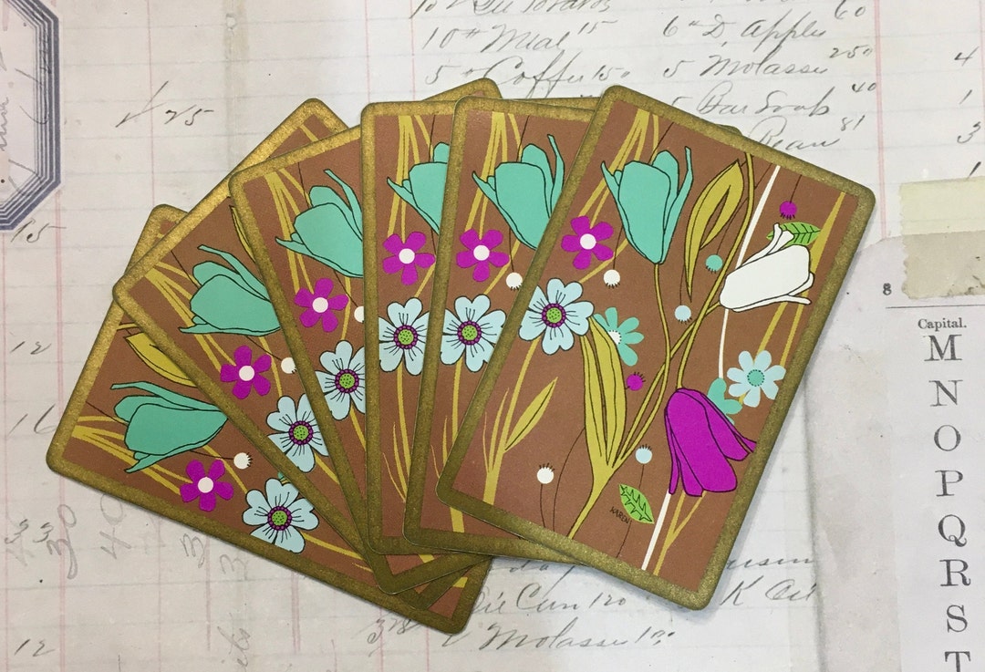 Mod Cards / 6 Vintage Retro MOD Cards Purple Single Floral - Etsy