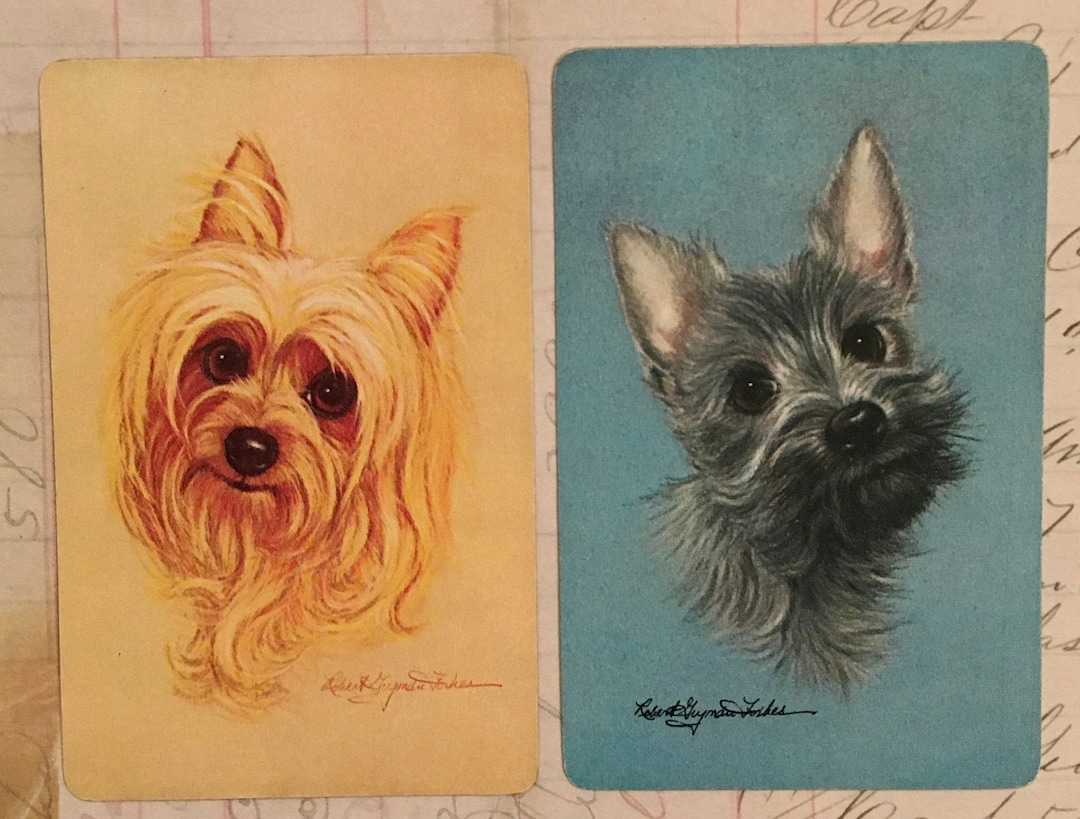 Dog Cards / 2 Vintage Dog Playing Cards —great for Journals, Card ...