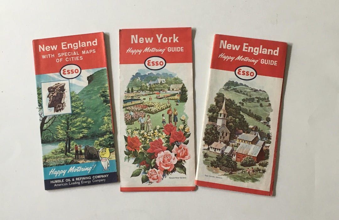 Esso Map / 1 Vintage Esso Gas Station Road Map --new England or New ...