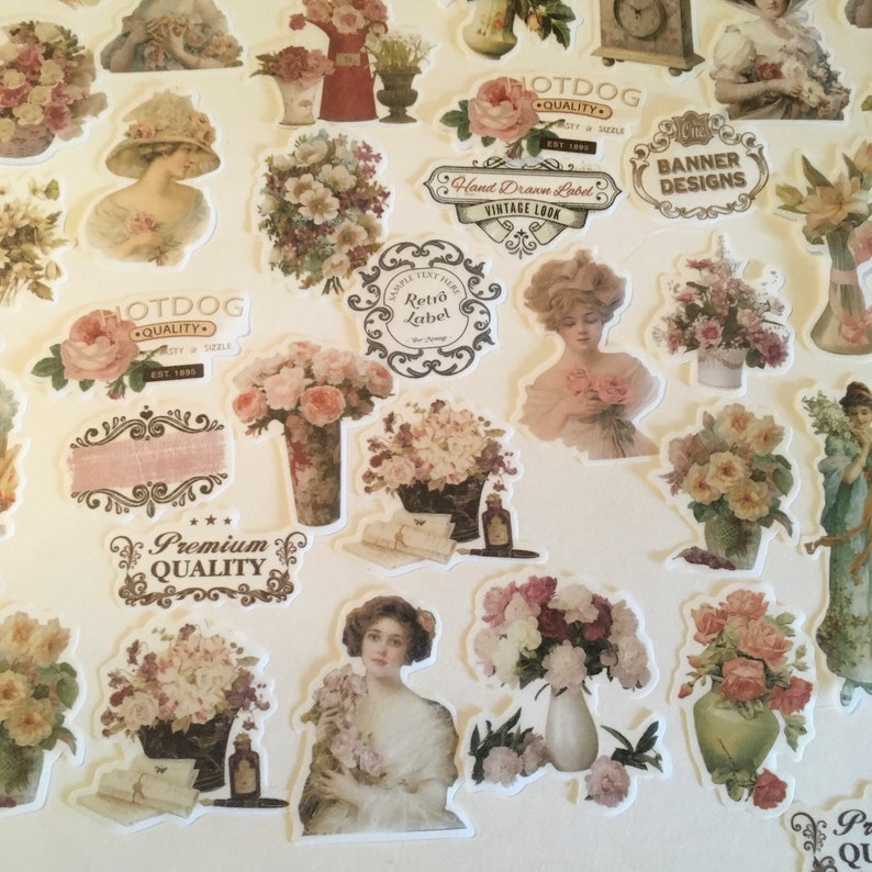 Sticker Pack / 60 Pc. Vintage Style Victorian Stickers Shabby Chic ...