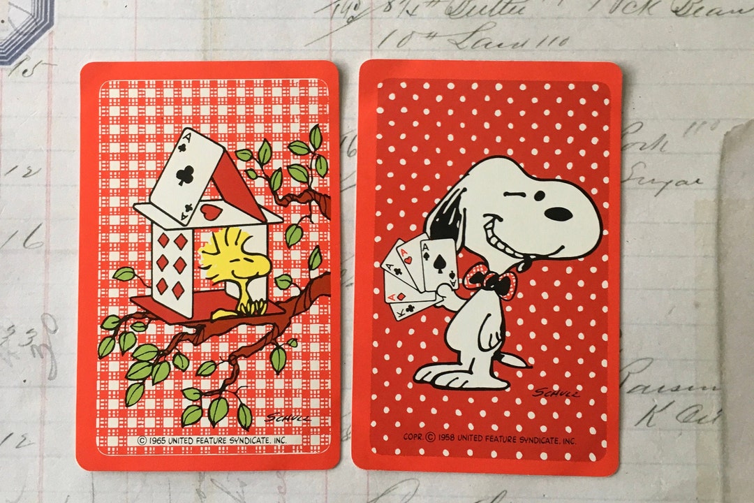 Peanuts Cards / 2 Vintage Snoopy Playing Cards Great for Mixed Media ...