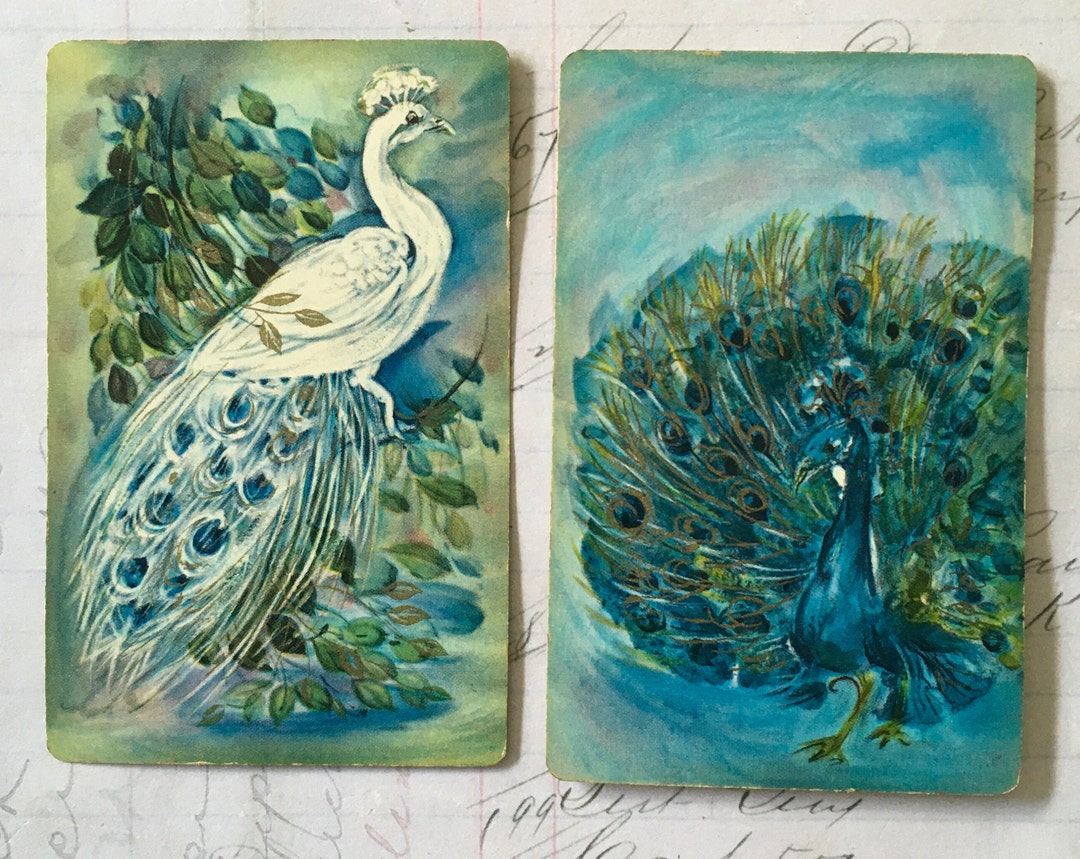 Peacock Cards / 2 Vintage PEACOCK Playing Cards Blue -- Great for Mixed ...