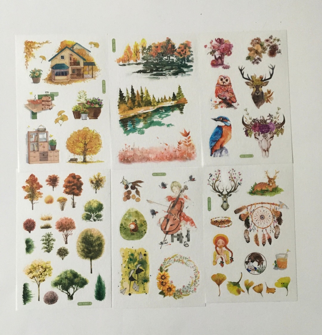 Sticker Pack / Nature Stickers on 6 Sheets -- Great for Journals ...