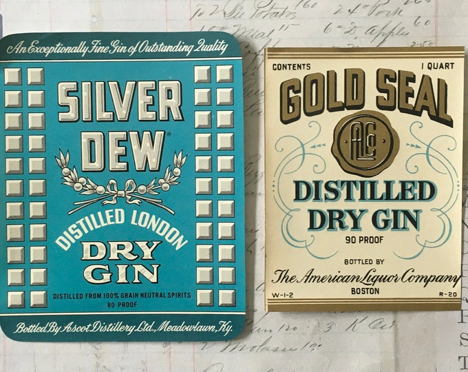 Liquor Labels / 2 Vintage Gin Labels Mixed Brands for Journals ...