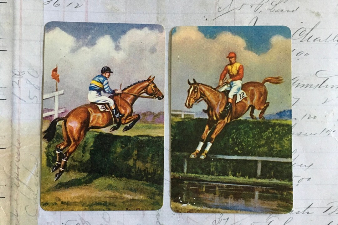 Horse Cards / 2 Vintage Horse Jumping Playing Cards Great for Mixed ...