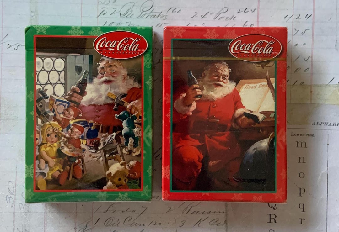Coca Cola Cards / Vintage Coca Cola SANTA Playing Cards Double Decks ...