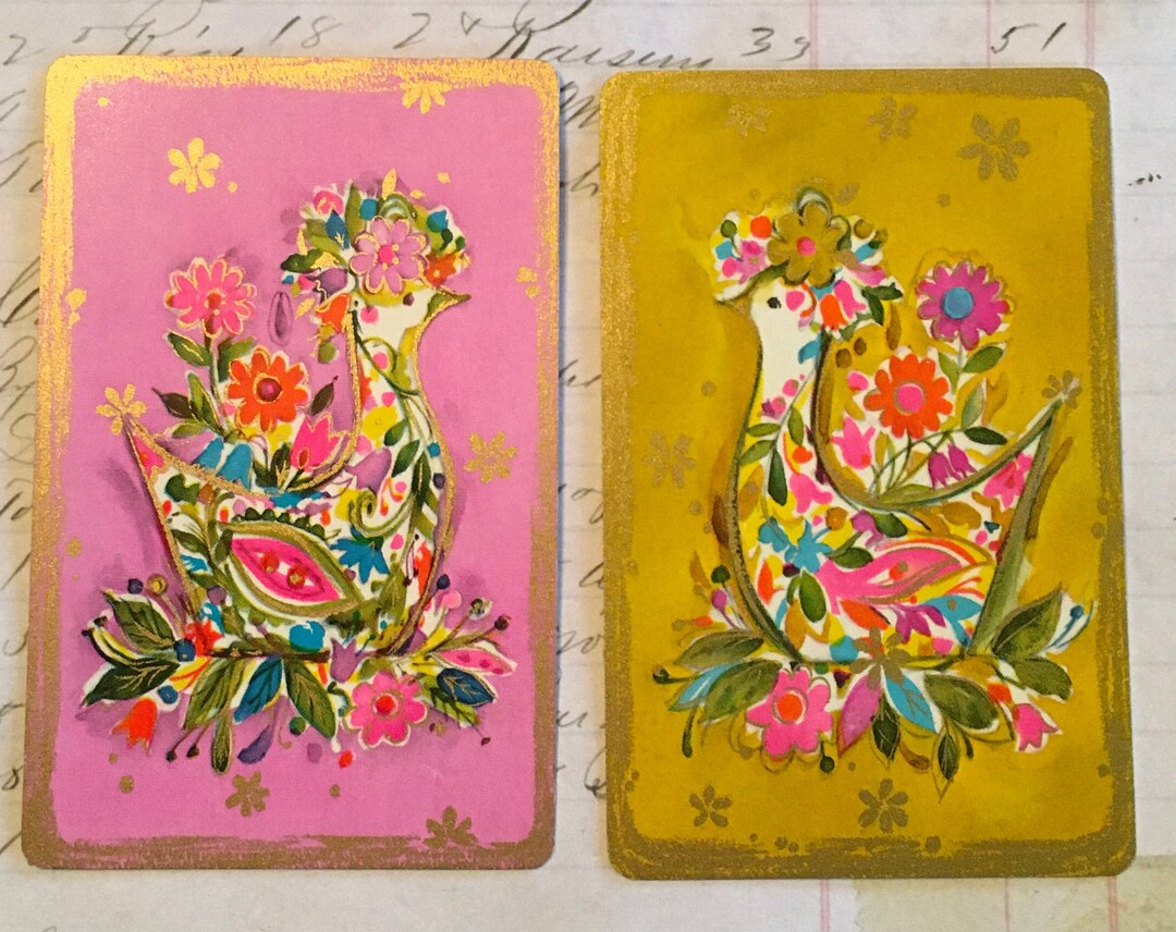 Bird Cards / 2 Vintage MOD Playing Cards Bird Cards -- Great for ...