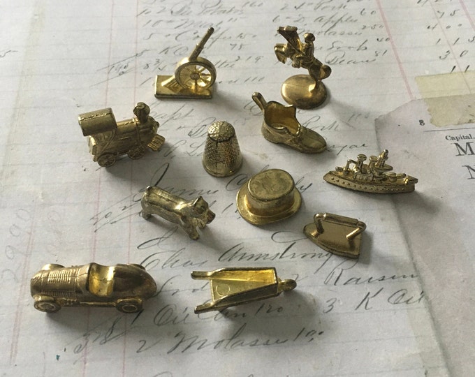 Monopoly Tokens / 11 Vintage Monopoly Gold Game Tokens / Monopoly Game ...
