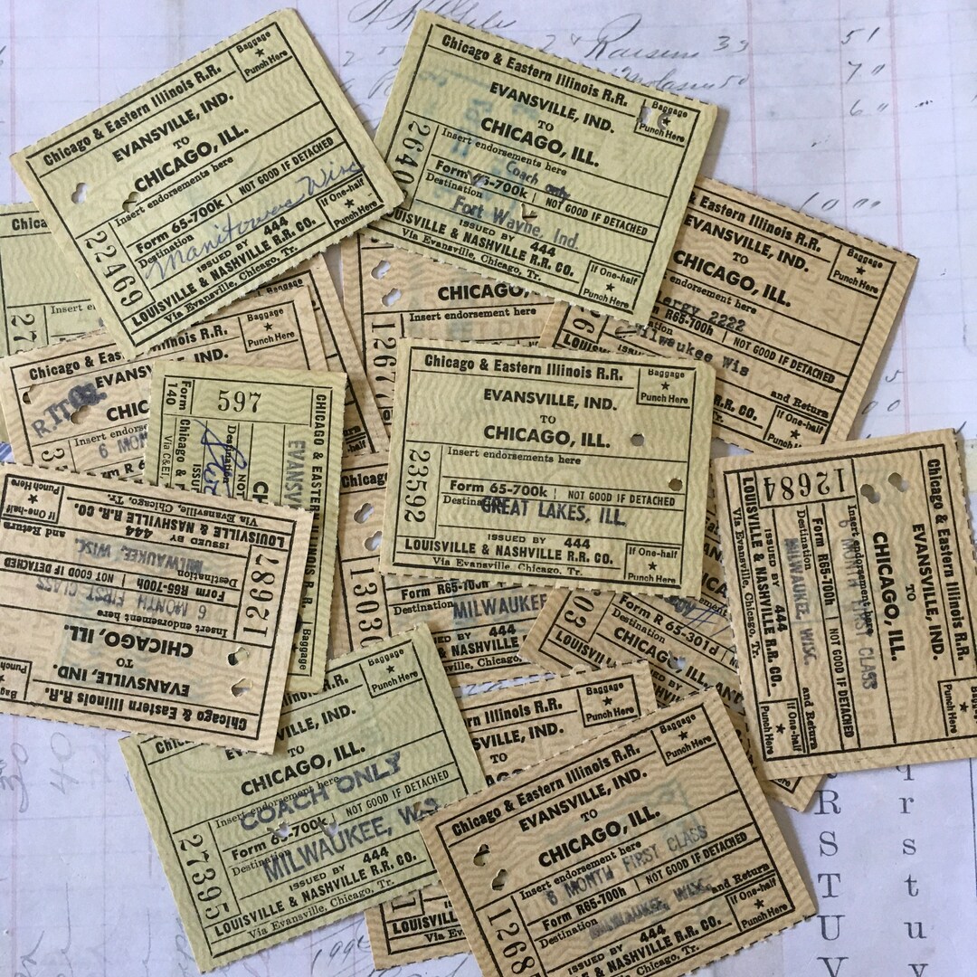 Train Tickets / 3 Vintage Train Tickets Chicago & Eastern Illinois RR ...