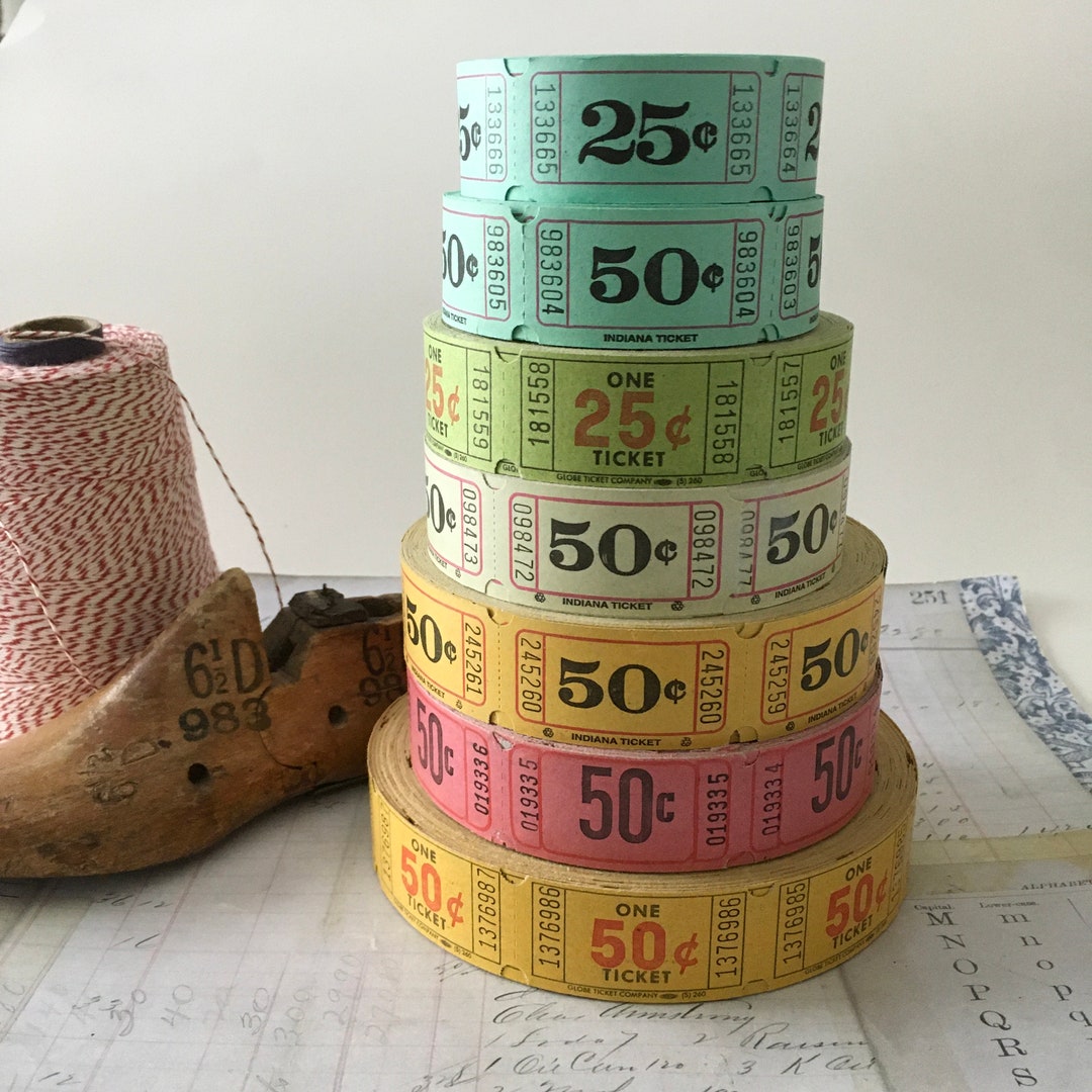 Tickets / 100 Vintage Raffle Tickets 25 and 50 Cents great - Etsy