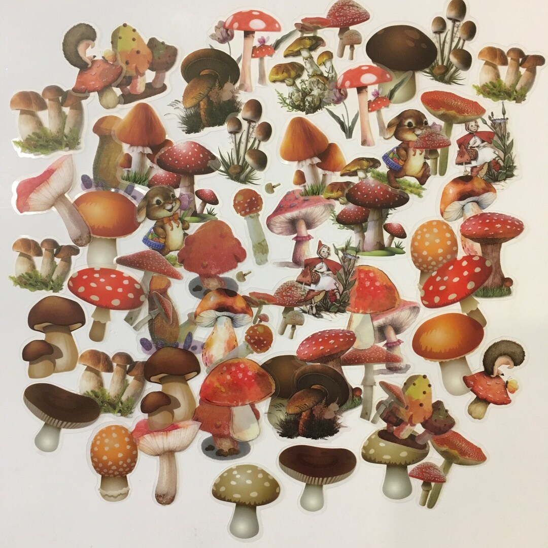 Mushroom Stickers / 60 Cute Mushroom Stickers Scrap Pieces Great for ...