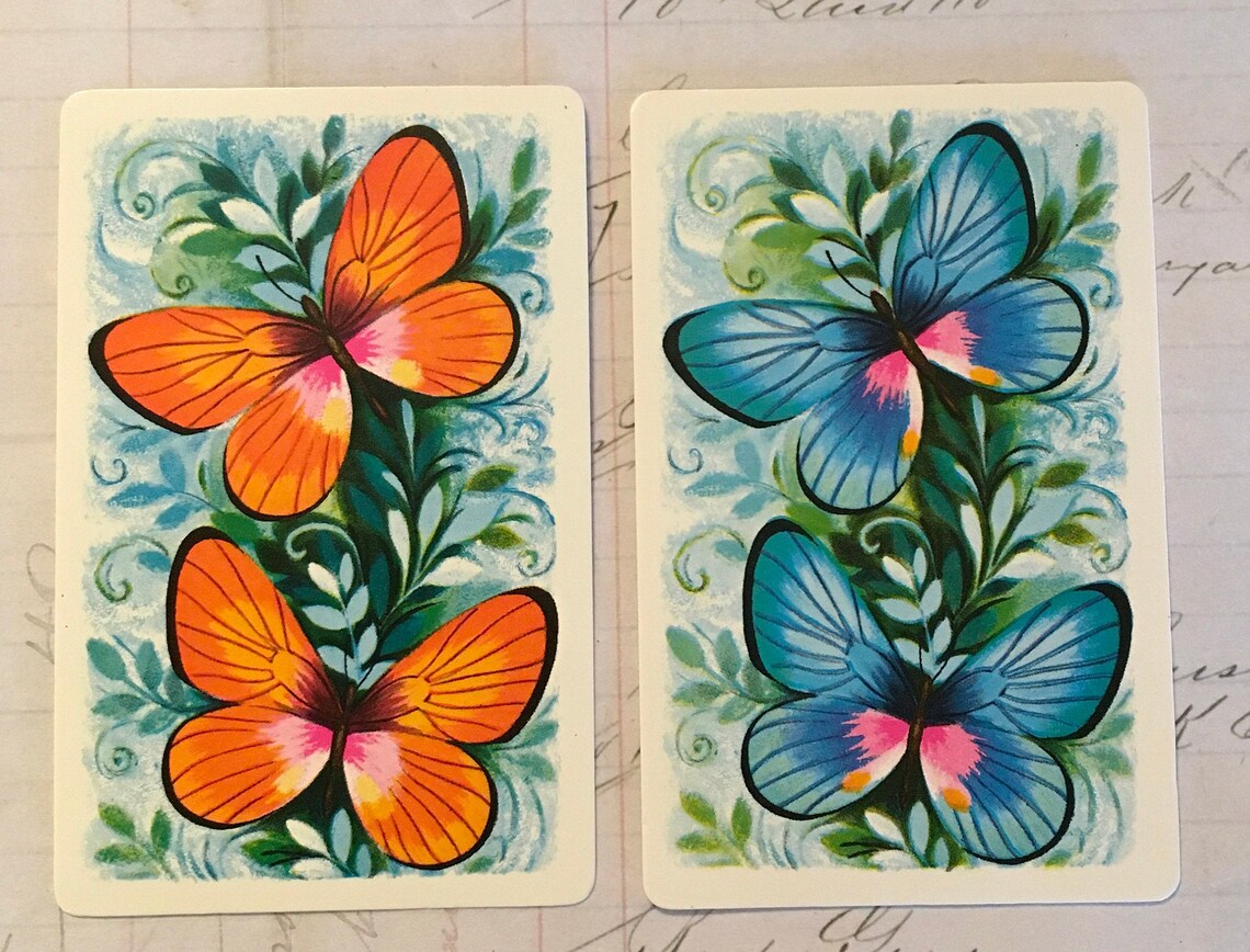 Butterfly Swap Cards / 2 Vintage Butterfly Playing Cards Great - Etsy ...