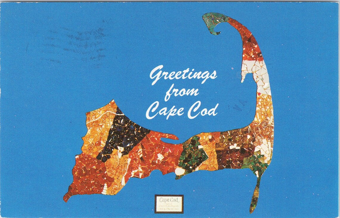 Cape Cod POSTCARD / Vintage Cape Cod Massachusetts Map | Etsy