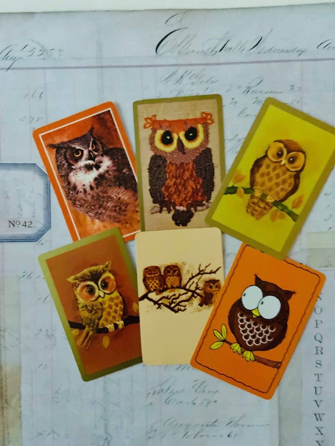 Owl Cards/ 6 Vintage Owl Cards Retro Great for Journals - Etsy