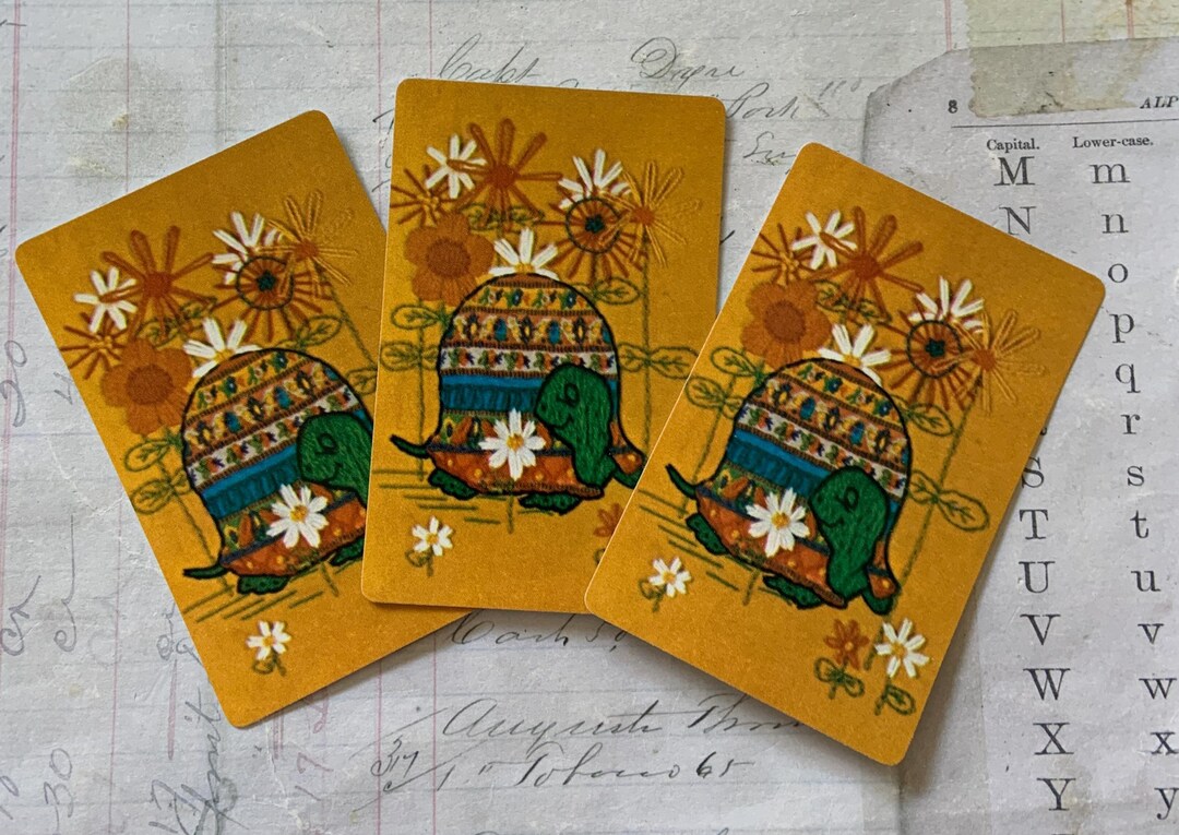 Tortoise Cards / 3 Vintage Cute Mod Turtle Tortoise Cards -- Great for ...