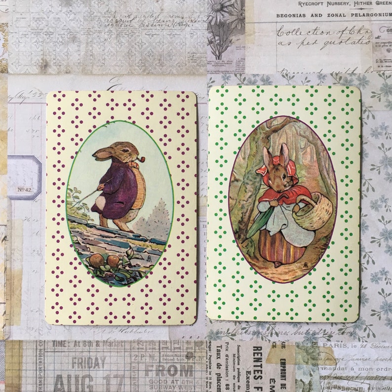 Rabbit Cards / 2 Vintage Rabbit Playing Cards Great for Mixed | Etsy