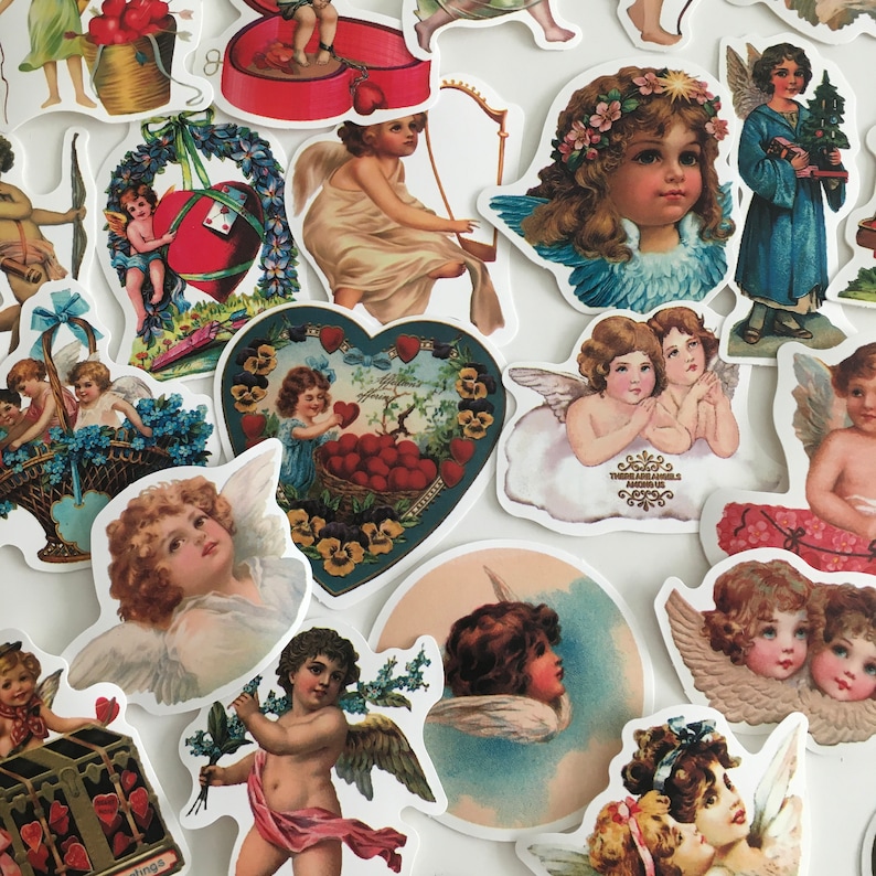 Angel Stickers / 50 Victorian Angel Stickers Vinyl Waterproof | Etsy