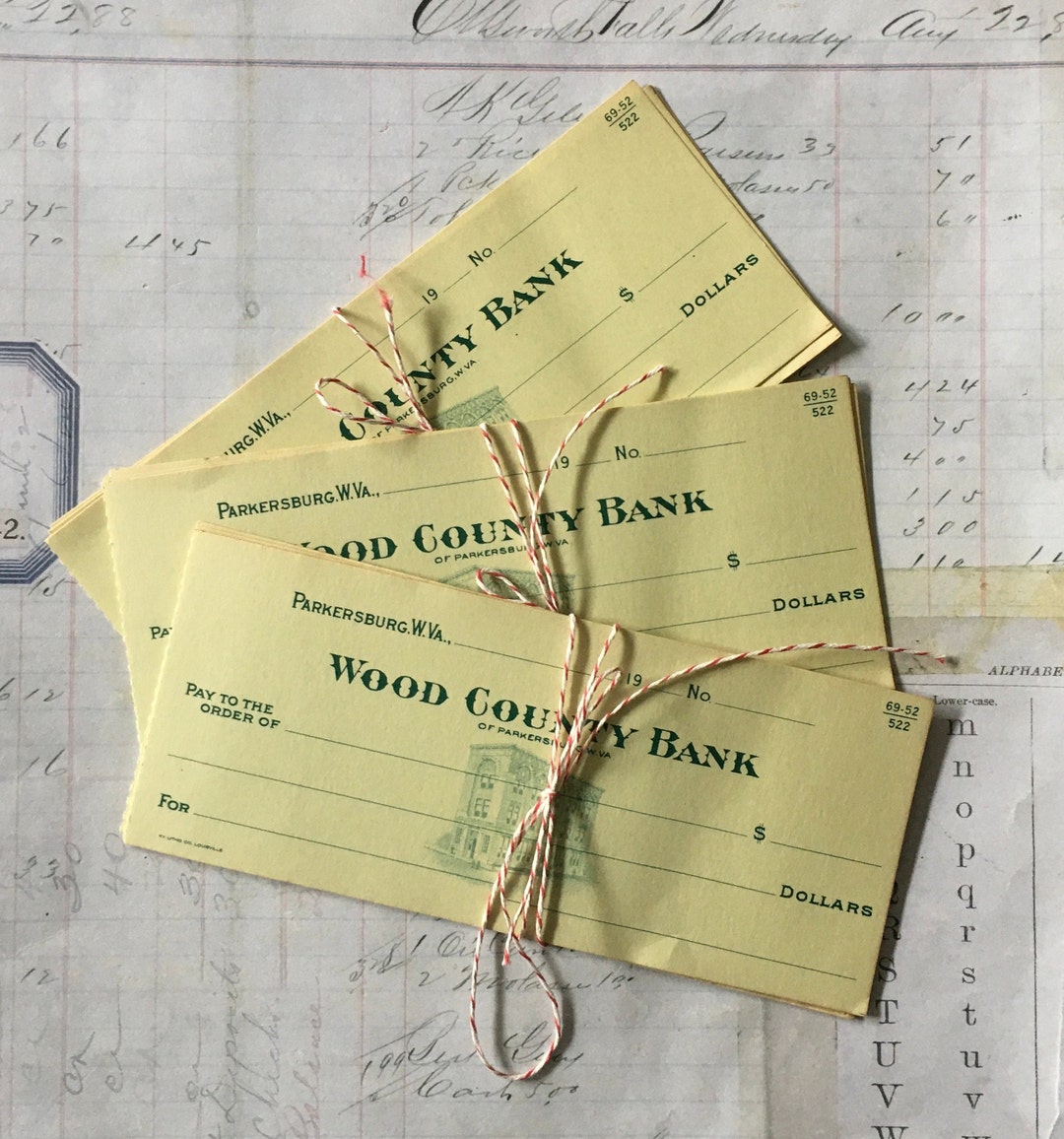 Bank Checks / 5 Unused Bank Checks Ephemera Wood County Bank ...