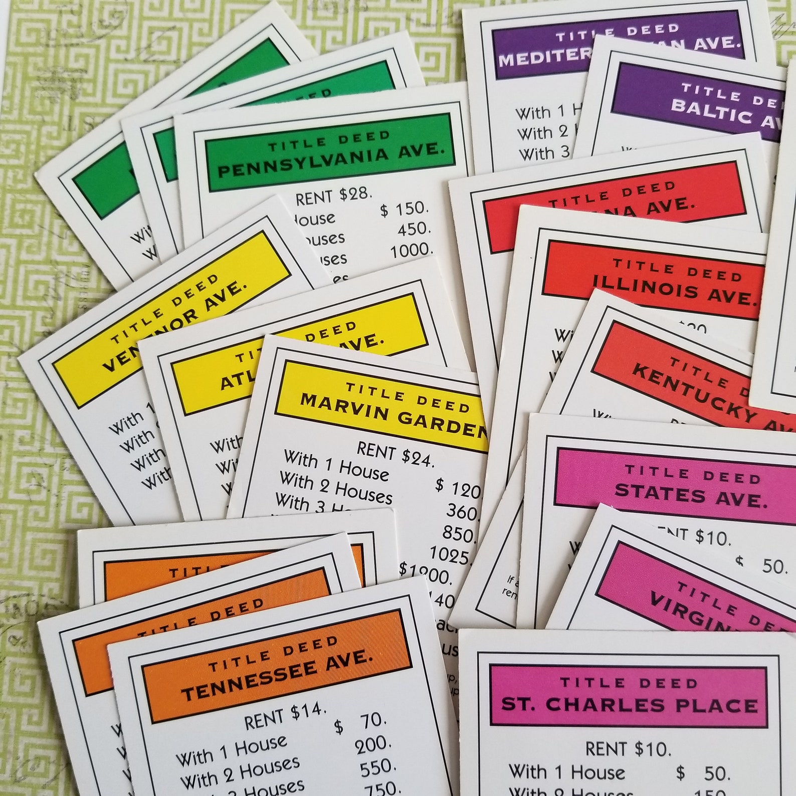 MONOPOLY Cards / 28 Vintage Monopoly Properties Complete | Etsy