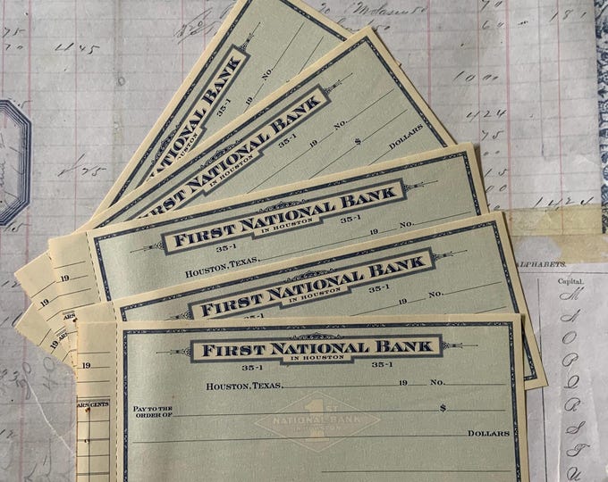 Bank Checks / 5 Vintage Bank Checks FIRST NATIONAL BANK in Houston ...