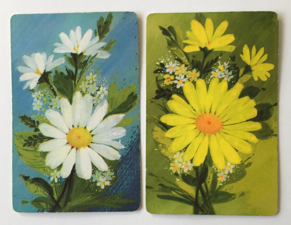 DAISY Cards / 2 Vintage Yellow & White DAISY Swap Cards Mixed - Etsy