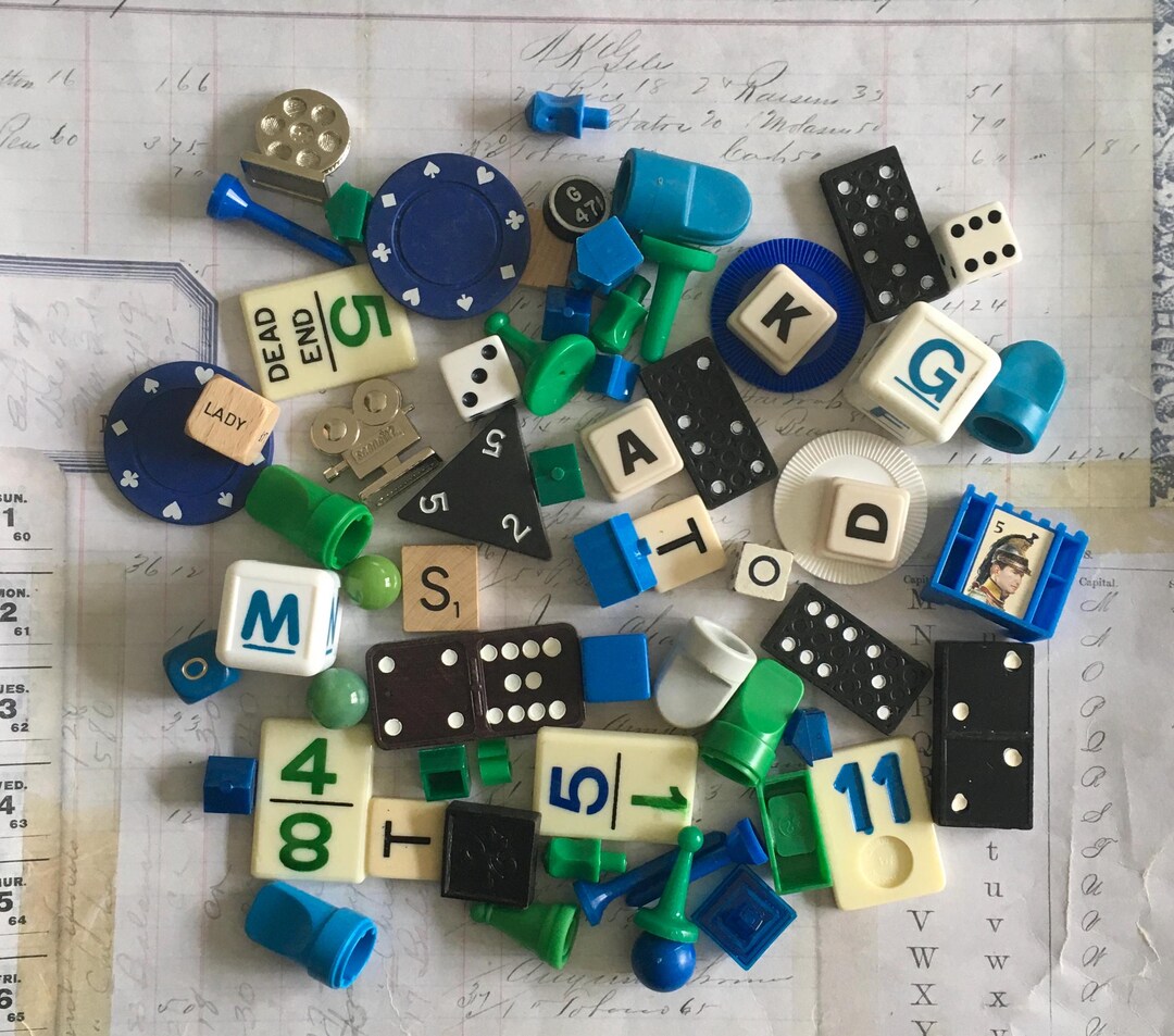 Game Pieces / 60 BLUE, BLACK & GREEN Game Pieces Assorted Mixed Great ...