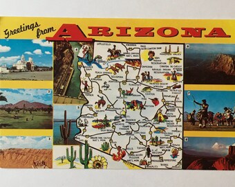 Arizona Map Postcard | Etsy