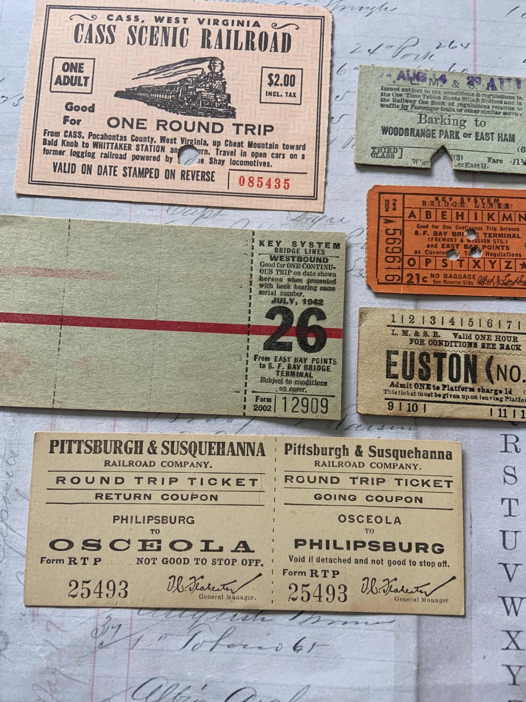 Train Tickets / 6 RARE Vintage Railroad Train Tickets Assorted Tickets ...
