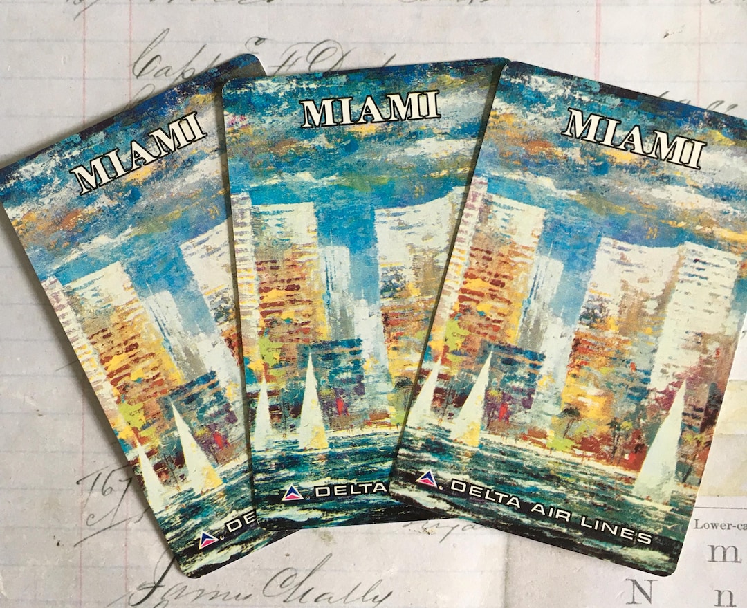MIAMI Cards / 3 Vintage Single MIAMI Playing Cards Delta Air Lines ...