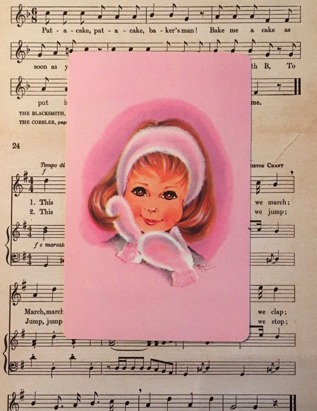 Cute Girl Card / 1 Vintage Girl in Pink Playing Card -- Great for ...