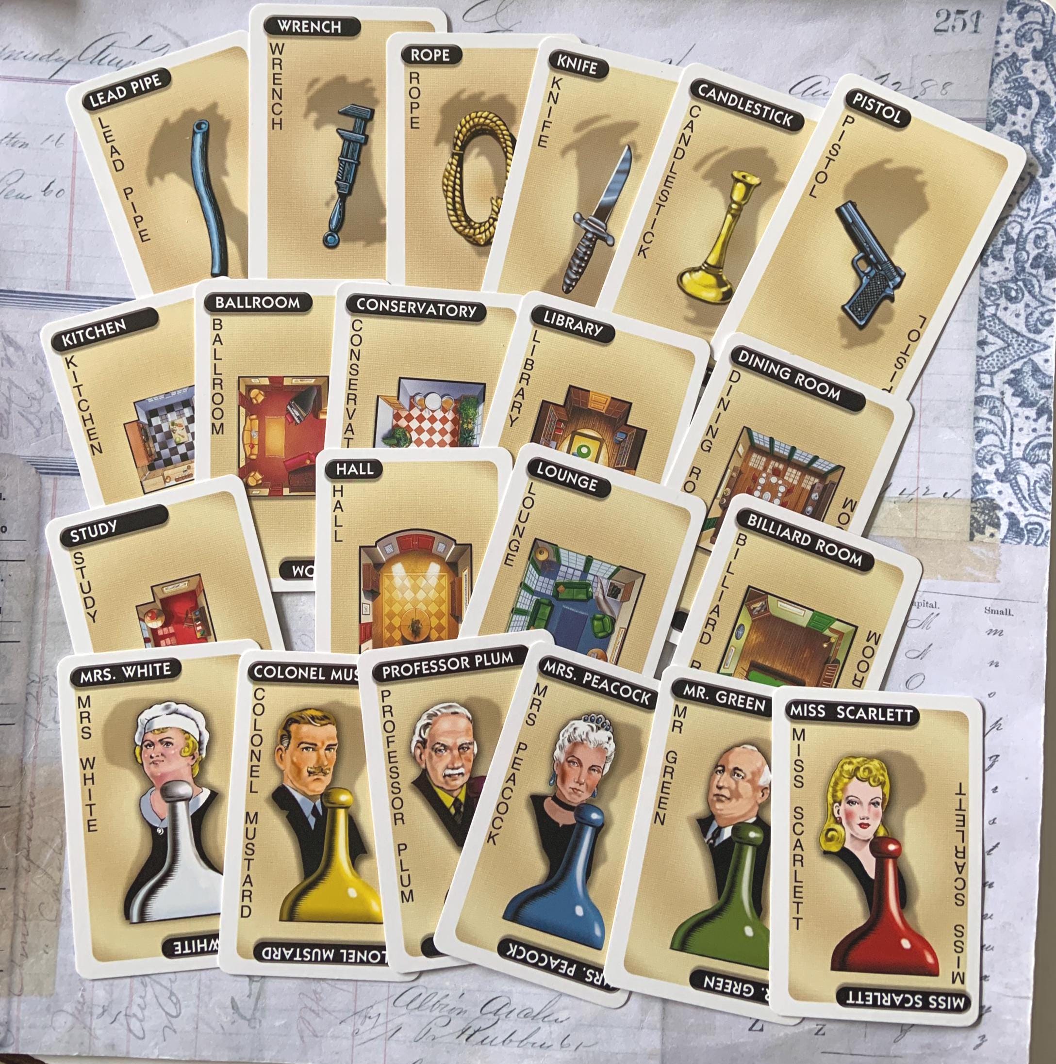 CLUE Cards / 21 Clue Game Cards Green Backs 2009 -- Great for Smash ...