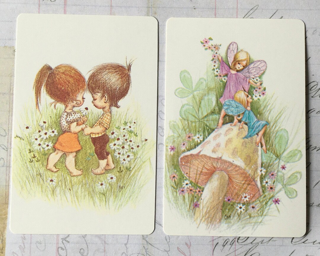 CUTE Swap Cards / 2 Vintage Fairies & Mushroom Card and a Boy - Etsy