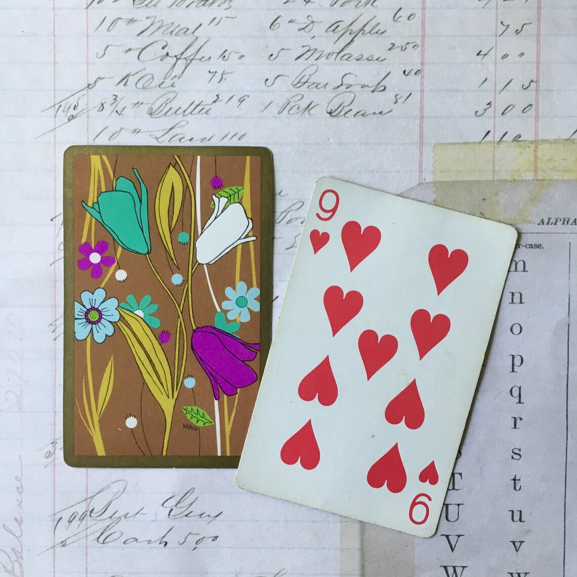 Retro Playing Cards / 2 Vintage Retro Swap Cards Flowers Great | Etsy