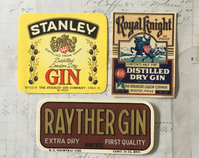 Gin Labels / 3 Vintage Gin Liquor Labels Assorted Brands for Journals ...