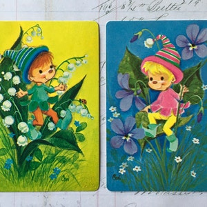 Pixie Elf Swap Cards / 2 Vintage Pixie Cards by Trump for Mixed Media ...