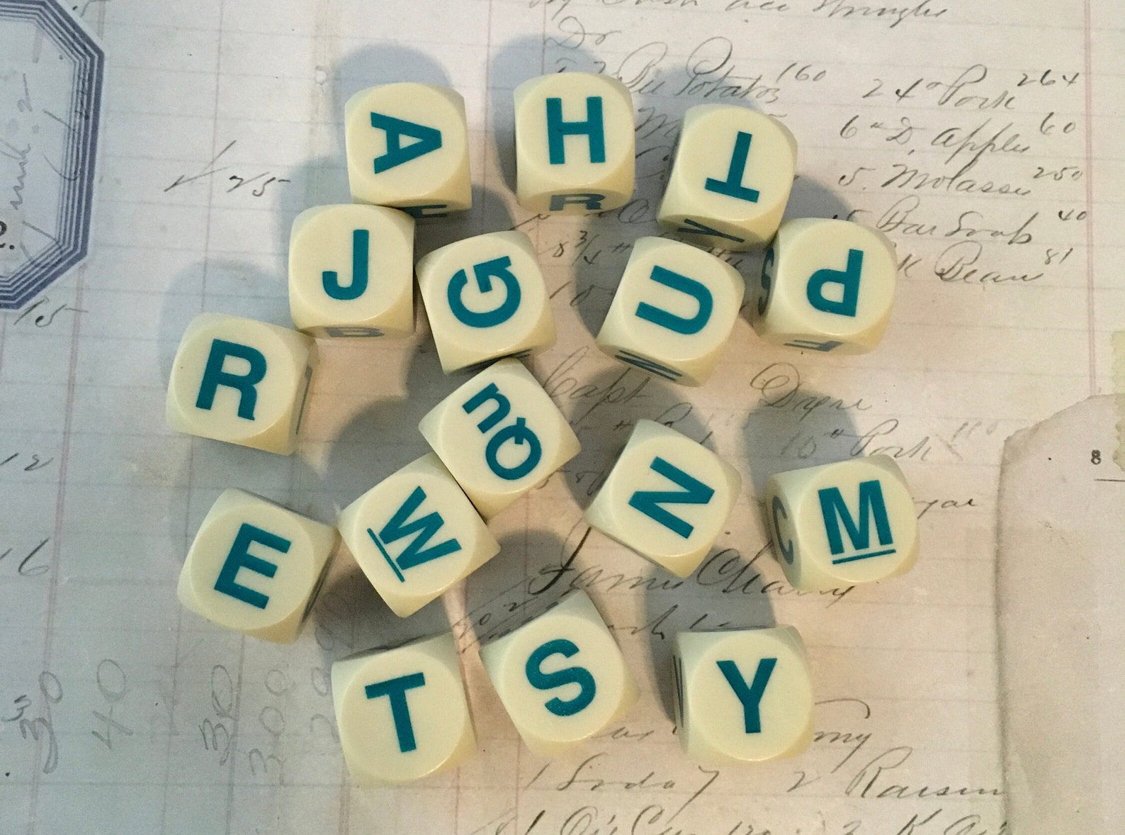 BOGGLE DICE / Vintage BOGGLE Letter Word Dice Game Pieces Wooden Cubes ...