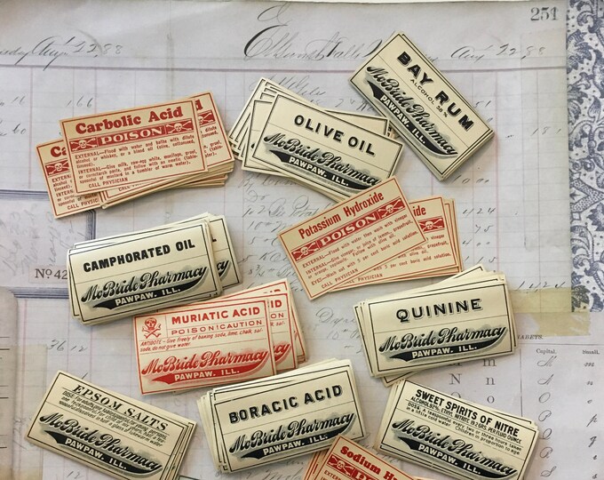 Pharmacy Labels / 12 Vintage Drug Store Apothecary Labels Assorted ...