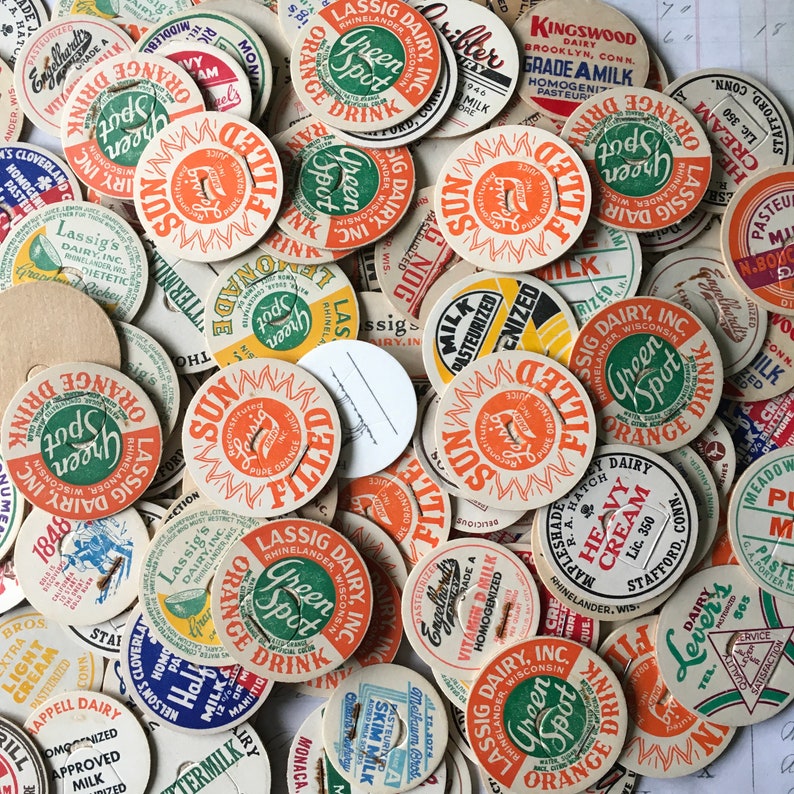 Milk Caps / 20 Vintage Milk Bottle Caps Assorted / Dairy Milk - Etsy
