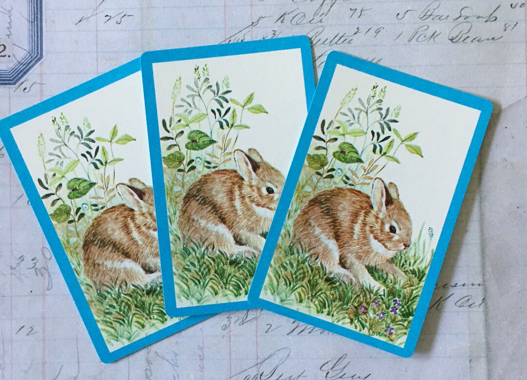 RABBIT CARDS / 3 Vintage RABBIT Playing Cards Great for Mixed Ephemera ...