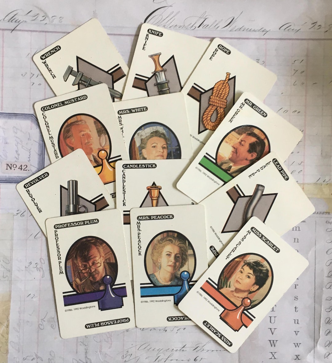 CLUE Cards / 21 Vintage Clue Game Cards Great for Altered Art, Mixed ...