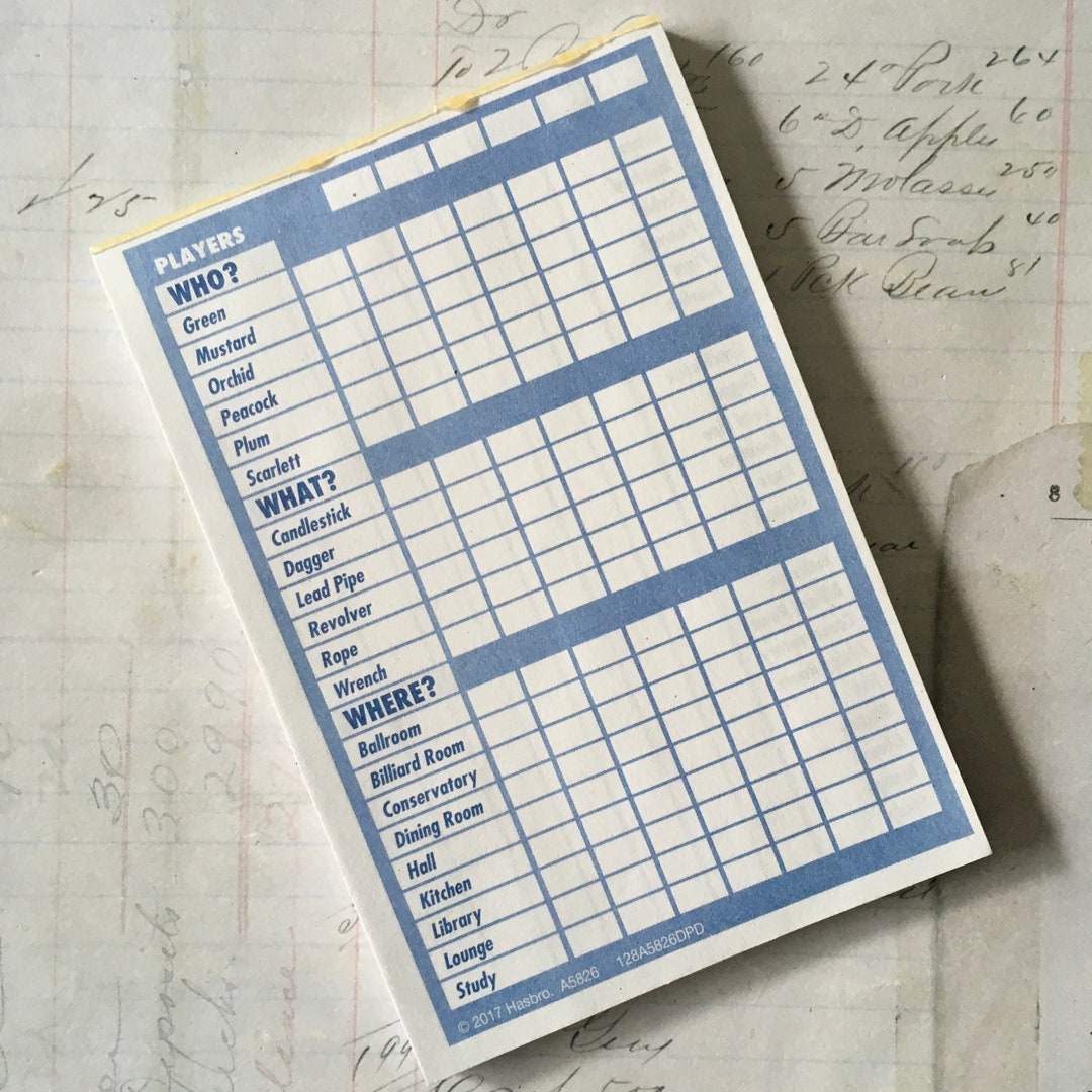 CLUE Game Pad / 40 Clue Score Sheets 2015 Edition Great for Altered Art ...