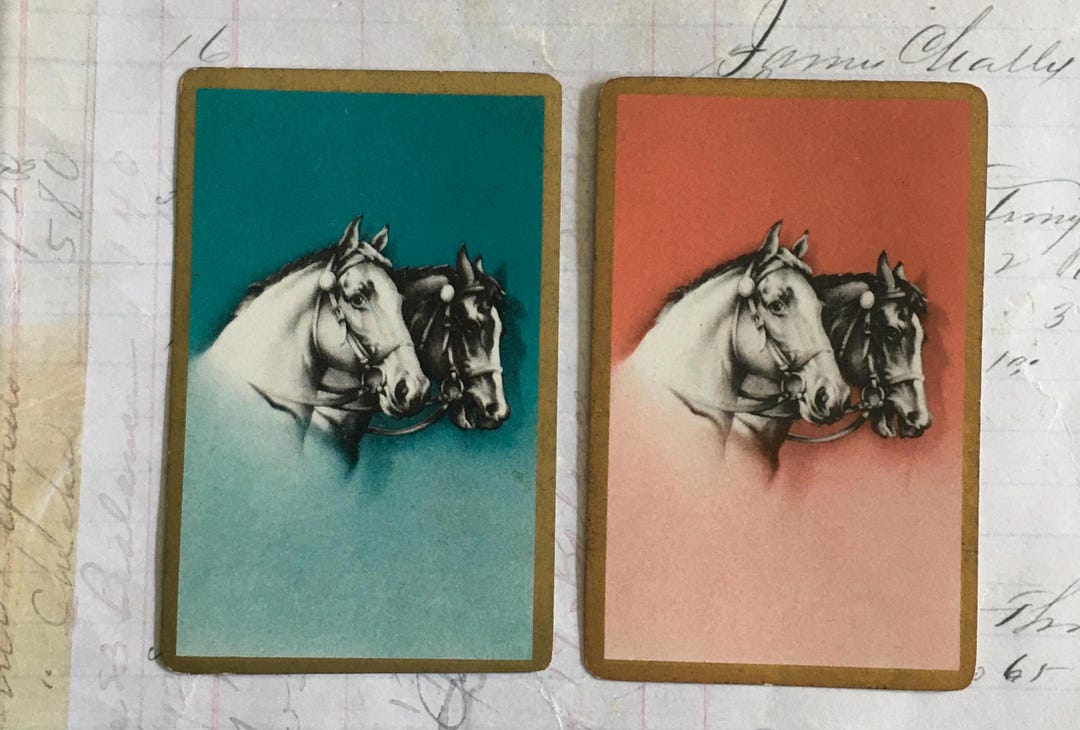 Horse Cards / 2 Vintage Single Horse Playing Cards Great for Mixed ...