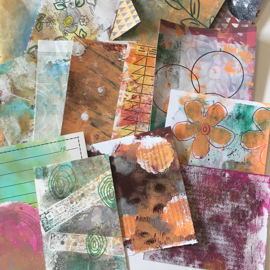 Collage Papers / 35 Pc. Hand Painted Collage Paper Scraps Mixed Media ...
