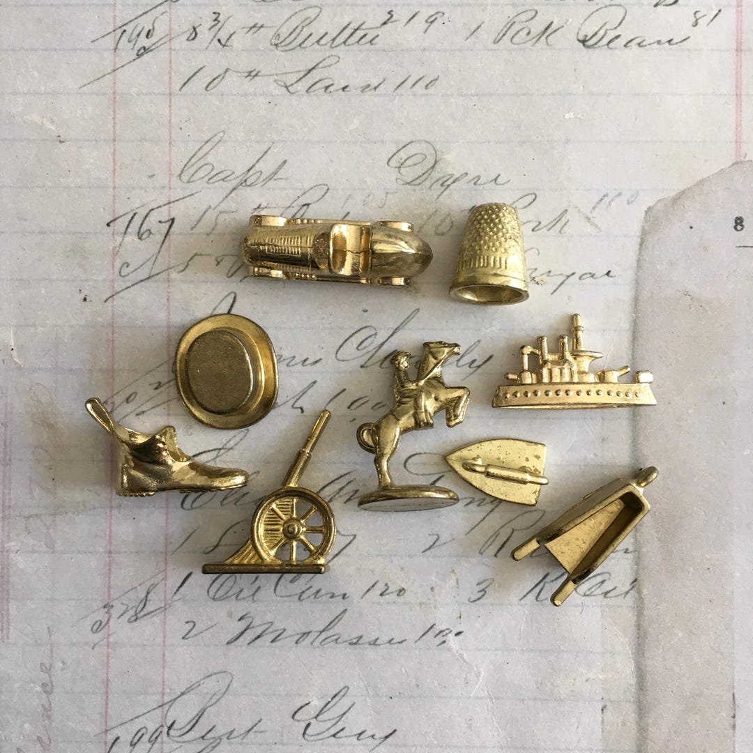 Monopoly Tokens / 9 Vintage Monopoly Gold Game Tokens / Monopoly Game ...